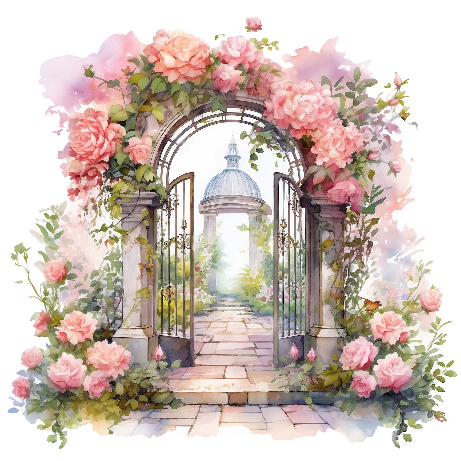 8 Watercolor Secret Garden Clipart – Printable PNG Graphics ...
