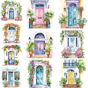 10 Watercolor Southern Charm Doors Clipart Graphics - Printable PNG ...