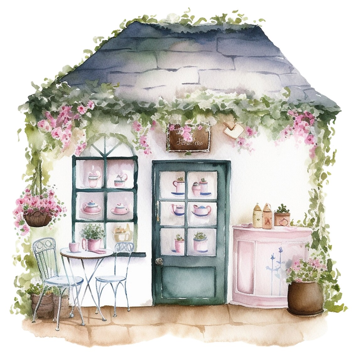 16 Cute English Tea Room Clipart Watercolor Graphics Digital - Etsy