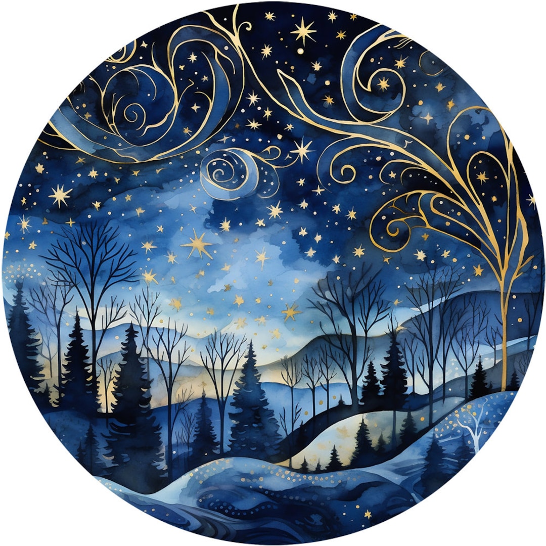 10 Mystical Winter Solstice Watercolor Clipart Graphics Printable PNG ...