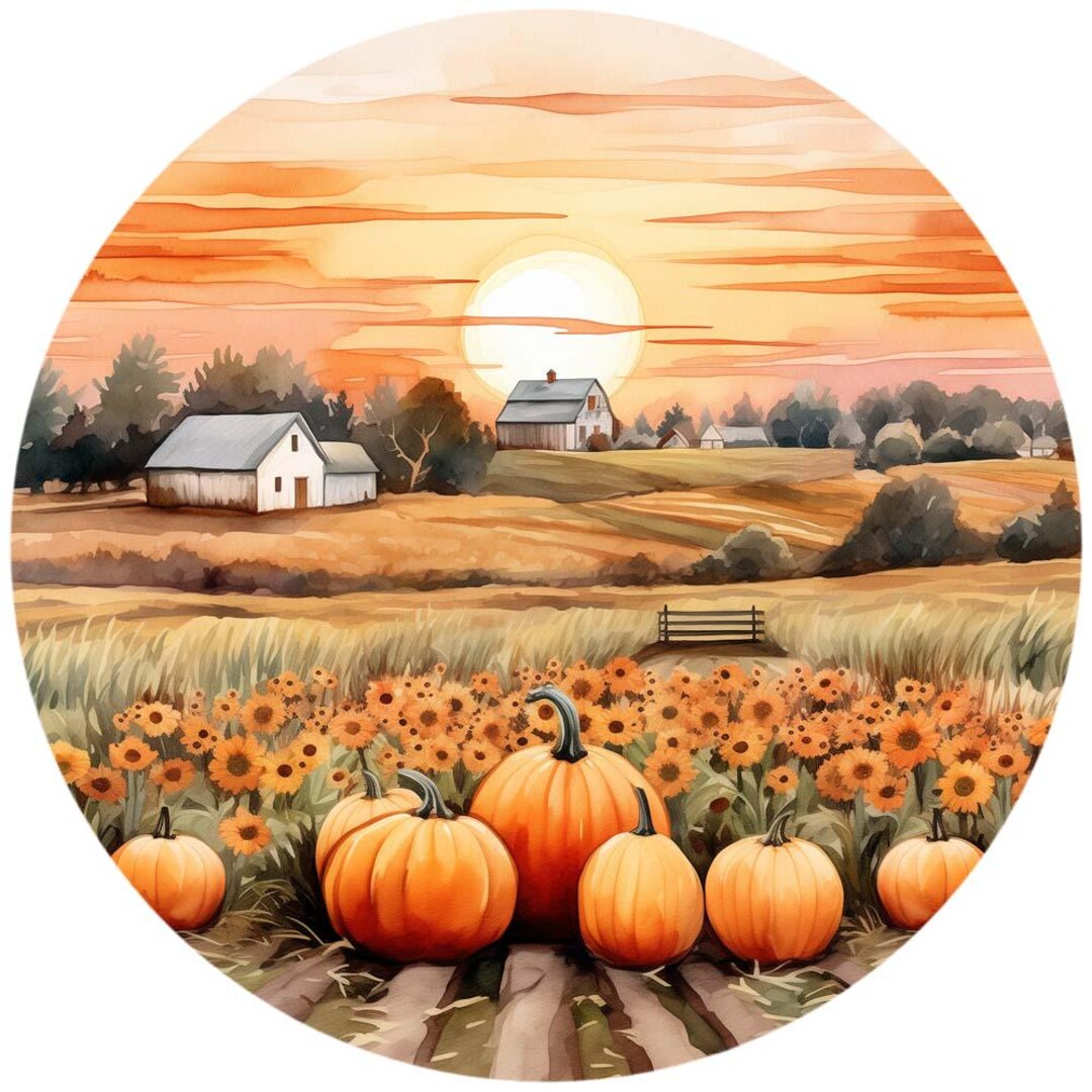 10 Watercolor Autumn Pumpkin Patch Clipart Circle Graphics - Printable ...