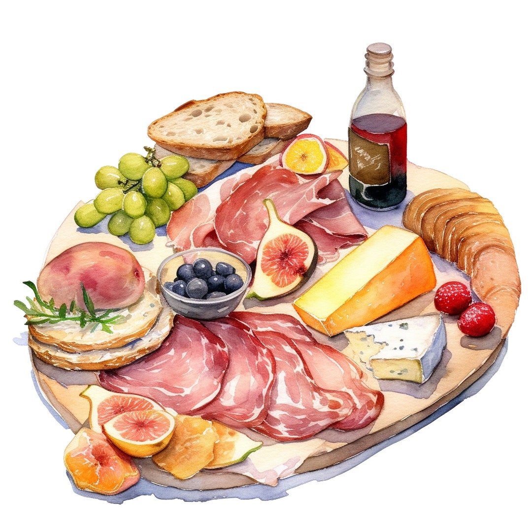 10 French Cuisine Clipart Watercolor Graphics - Digital Download PNG ...