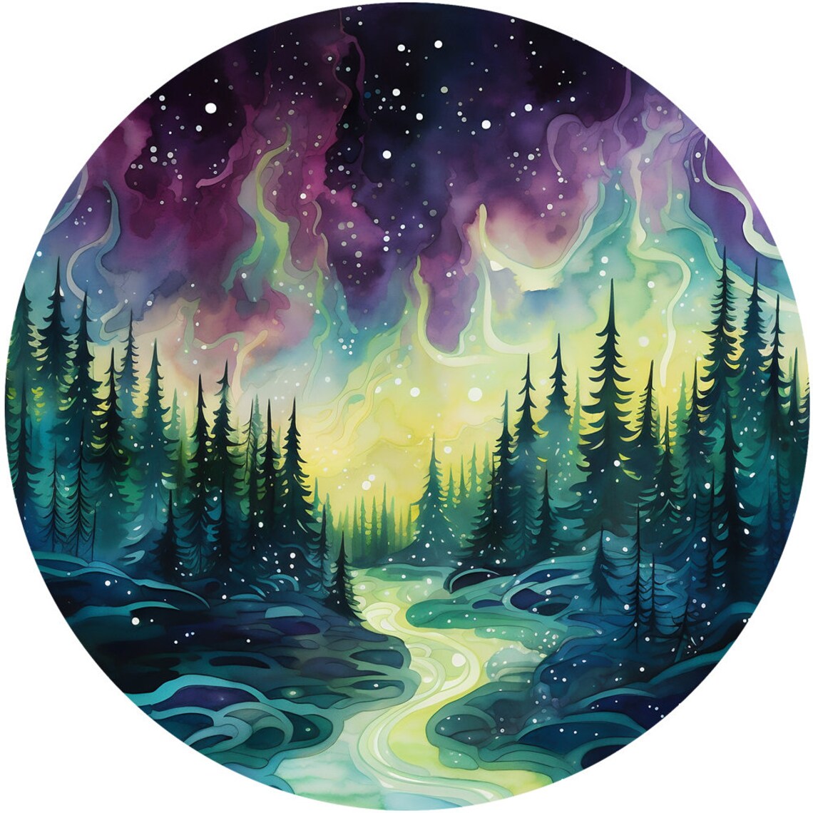 10 Abstract Aurora Borealis Watercolor Clipart Printable PNG - Etsy