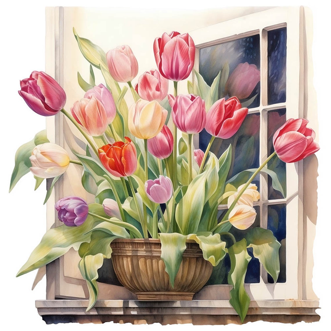 10 Watercolor Tulips Clipart Flower Graphics Digital - Etsy