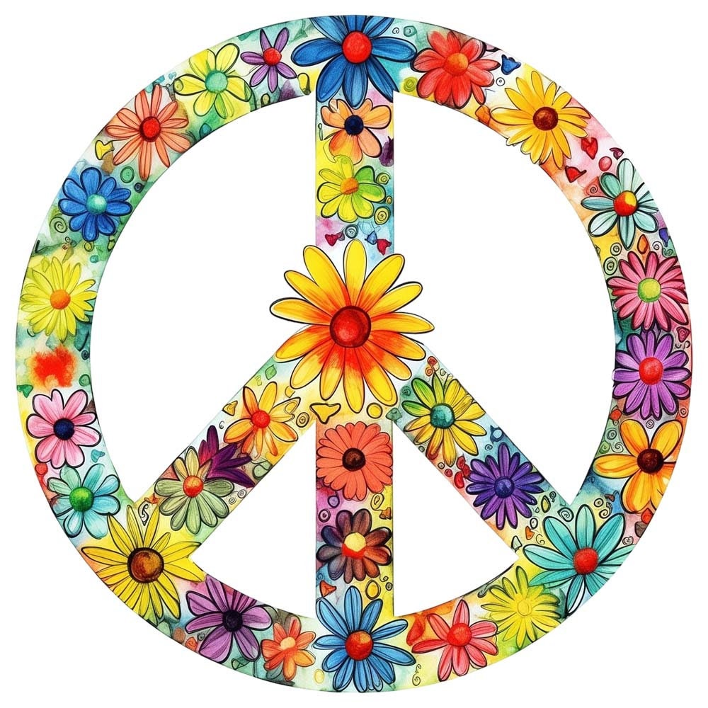 10 Watercolor Retro Peace Sign Clipart Graphics Bundle Digital Download ...
