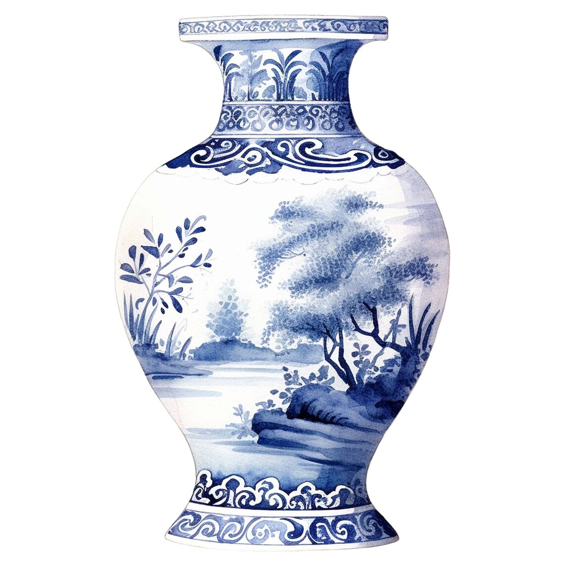 10 Chinoiserie Vase Clipart Watercolor Graphics Digital Download PNG ...