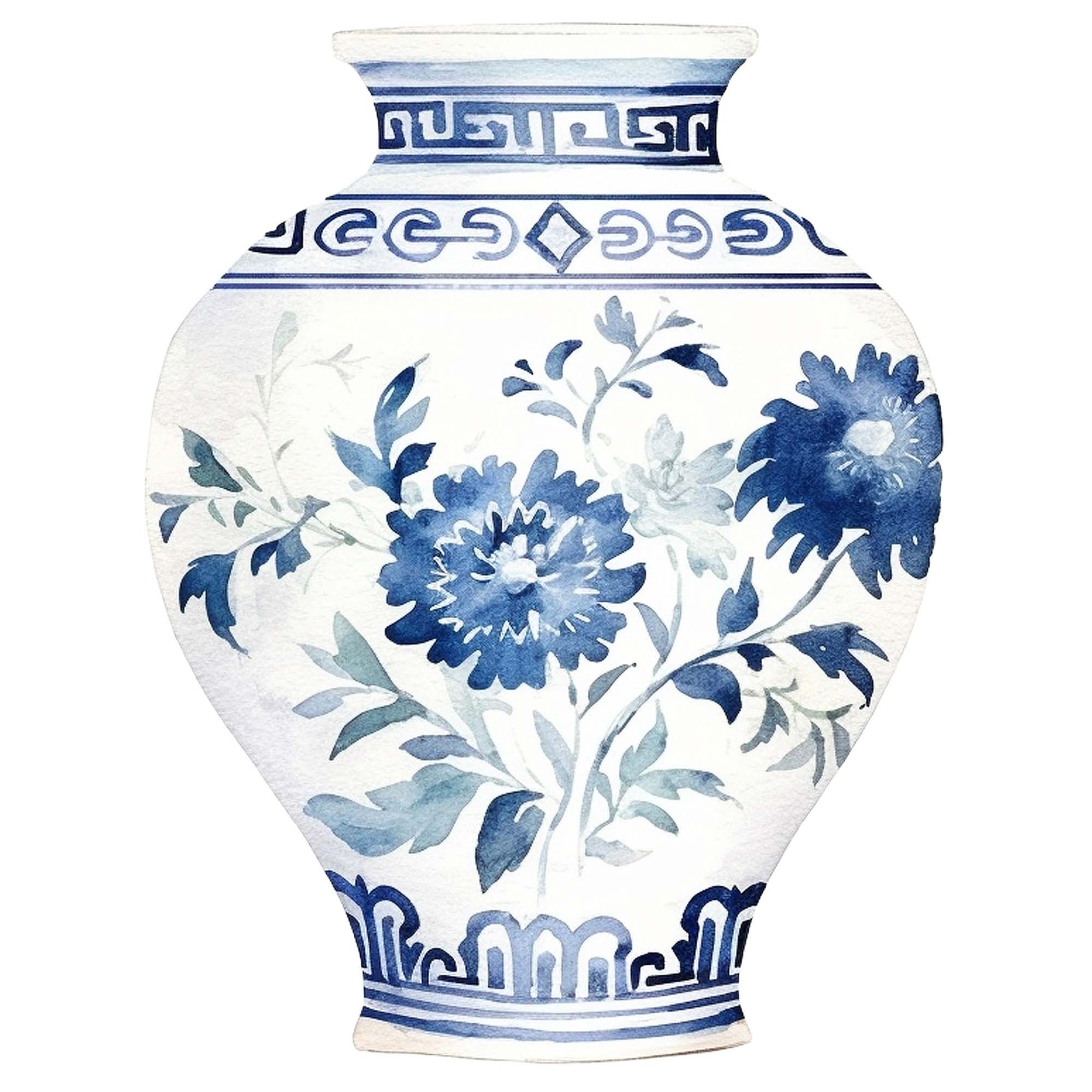 10 Chinoiserie Vase Clipart Watercolor Graphics Digital Download PNG ...