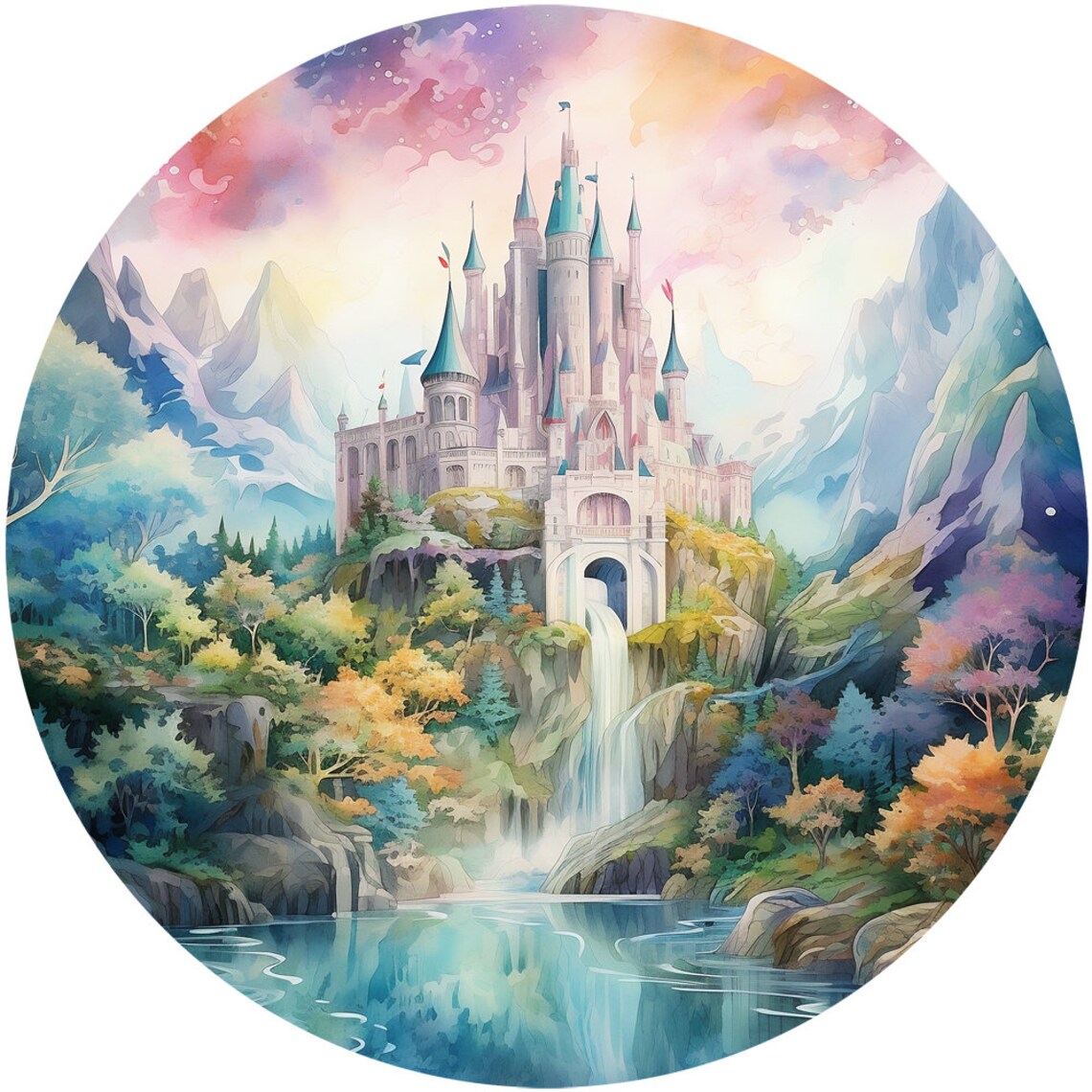 10 Fairytale Castle Watercolor Clipart Graphics - Printable PNG Files ...