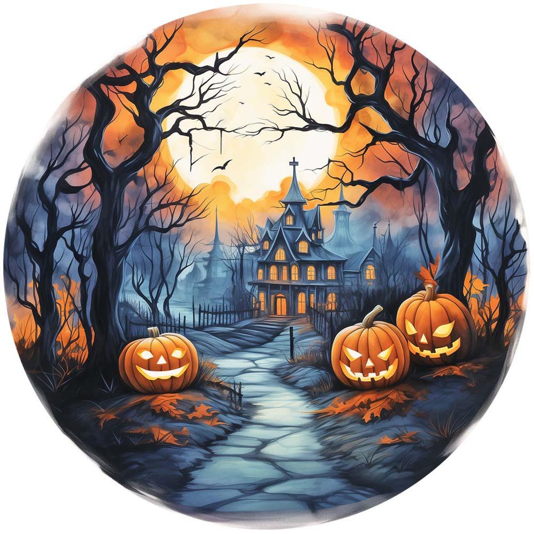 10 Watercolor Halloween Clipart Circle Graphics Bundle - Printable PNG ...