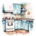 10 Cute Retro Kitchen Clipart Watercolor Graphics Digital Download PNG ...