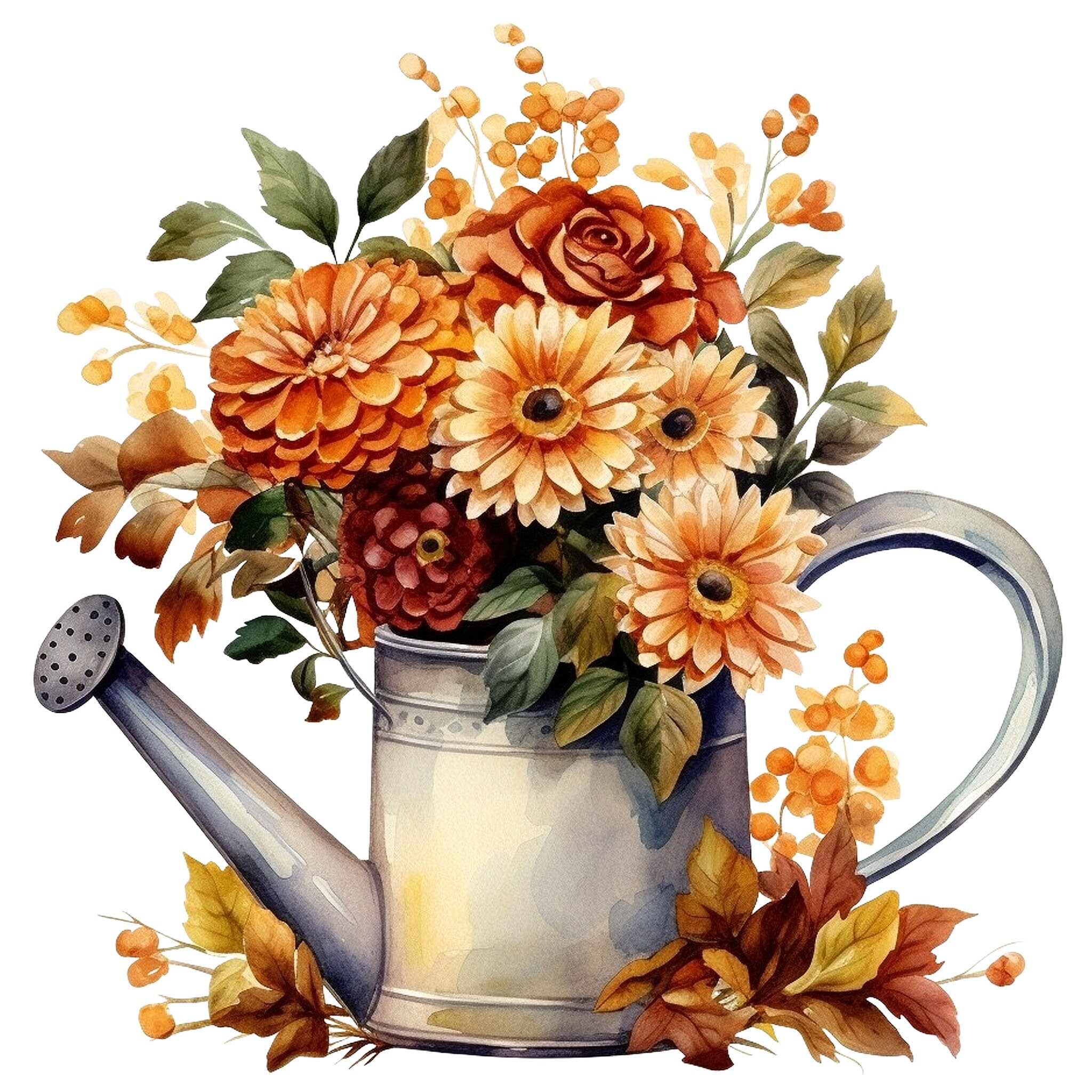 15 Watercolor Autumn Theme Clipart Graphics Digital PNG Files for ...