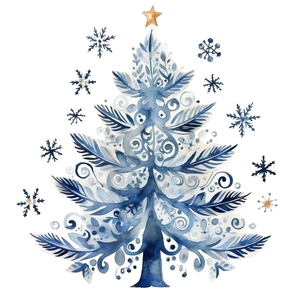 10 Scandi Christmas Trees Watercolor Clipart Graphics Printable PNG ...