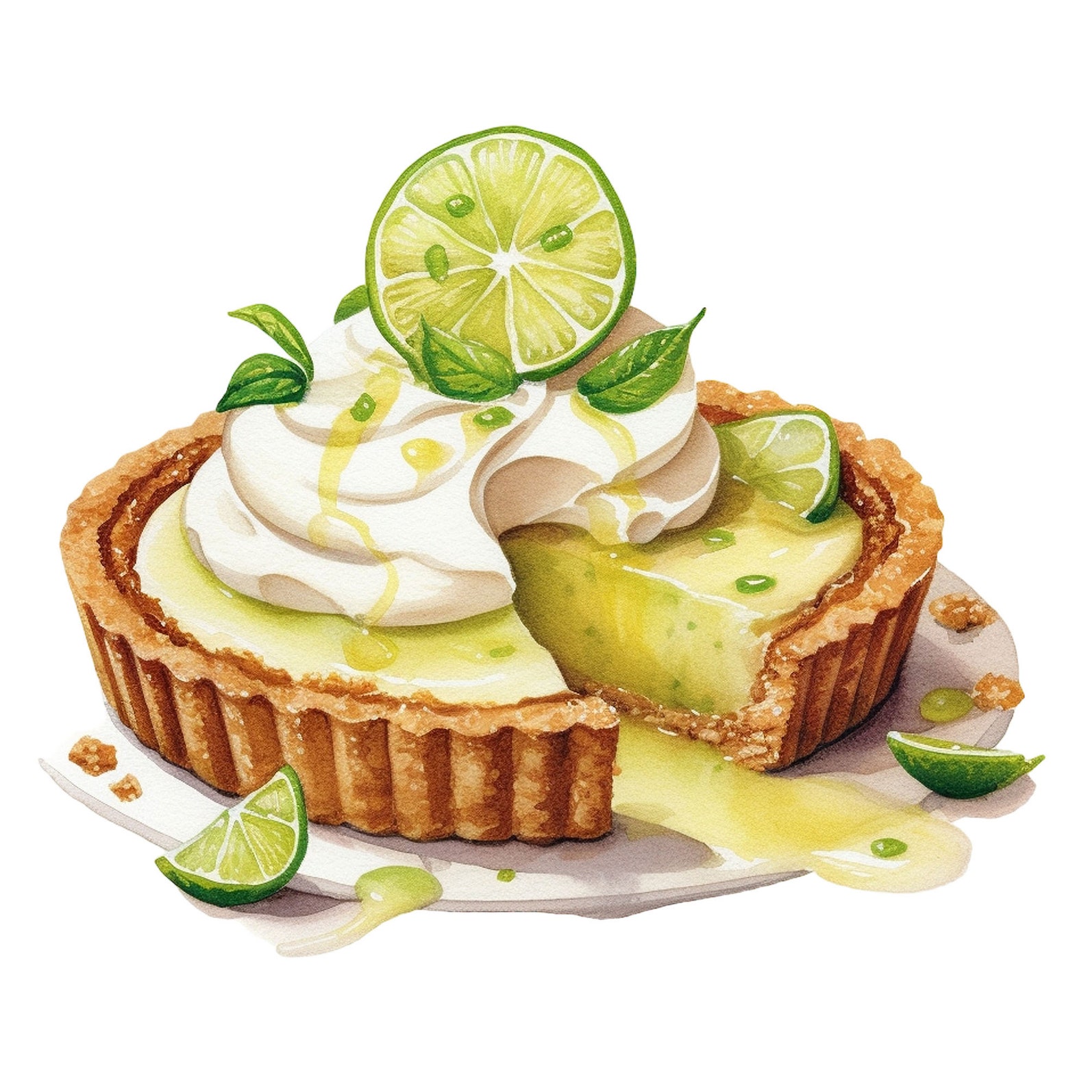 10 Watercolor Key Lime Pie Clipart Digital (Instant Download) - Etsy