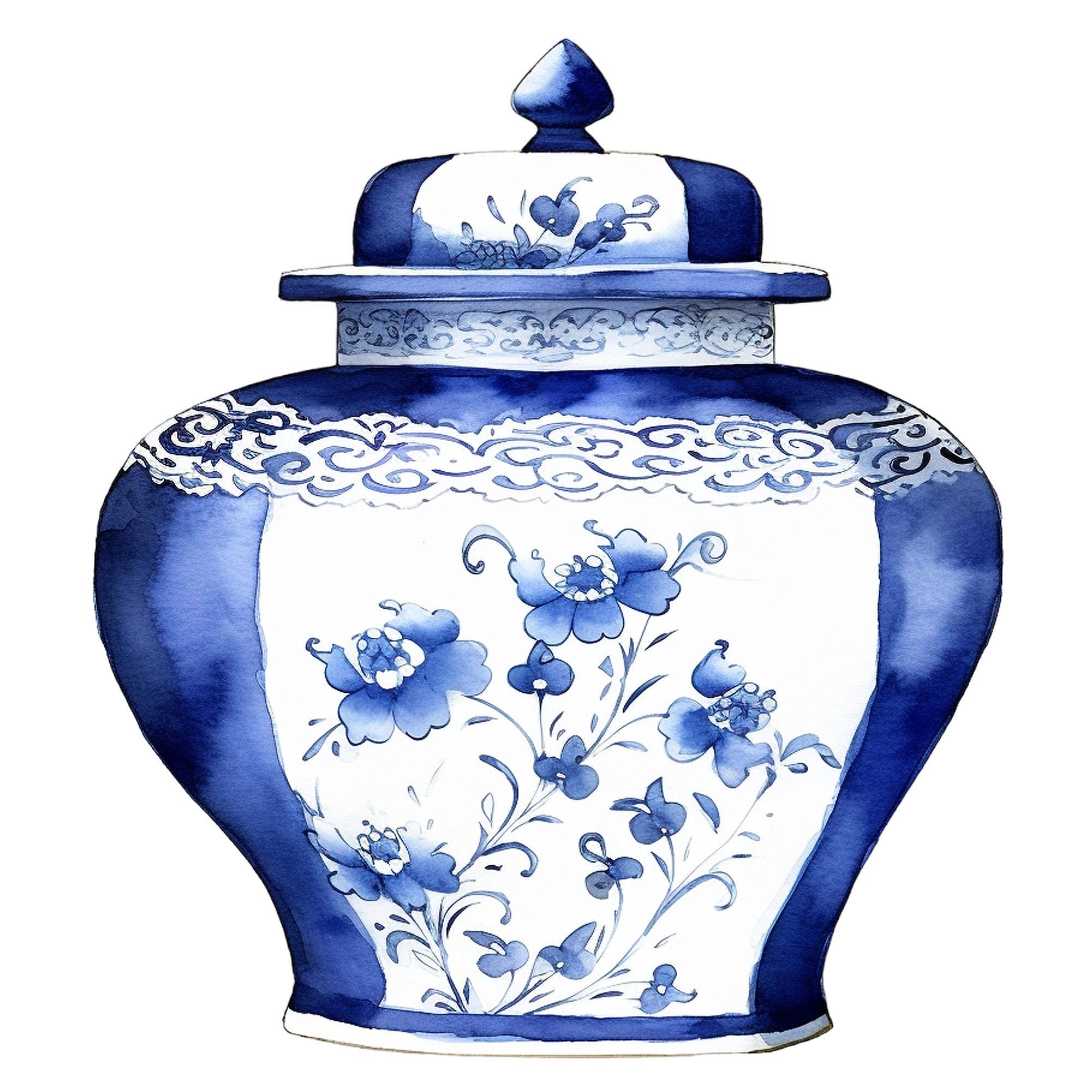 10 Watercolor Chinoiserie Ginger Jar Clipart Digital Download PNG Files ...