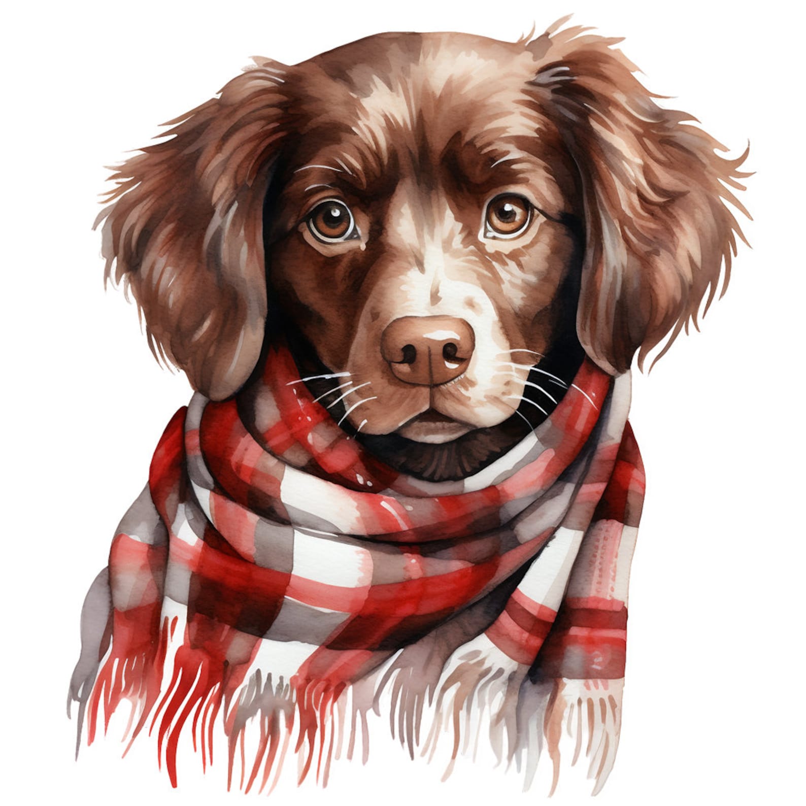 10 Watercolor Winter Pups With Scarf Graphics - Digital Download PNG ...