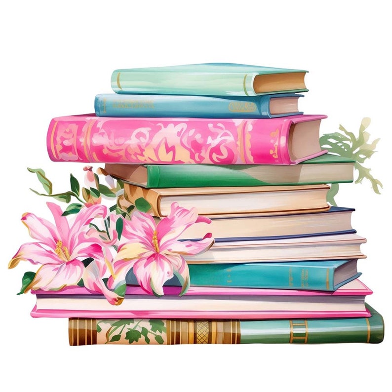 12 Watercolor Preppy Books Clipart Graphics - Printable PNG Files ...