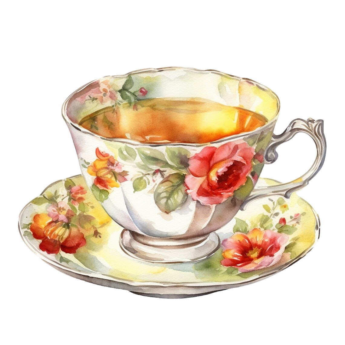 10 Watercolor English Teatime Clipart Graphics Digital Download PNG ...