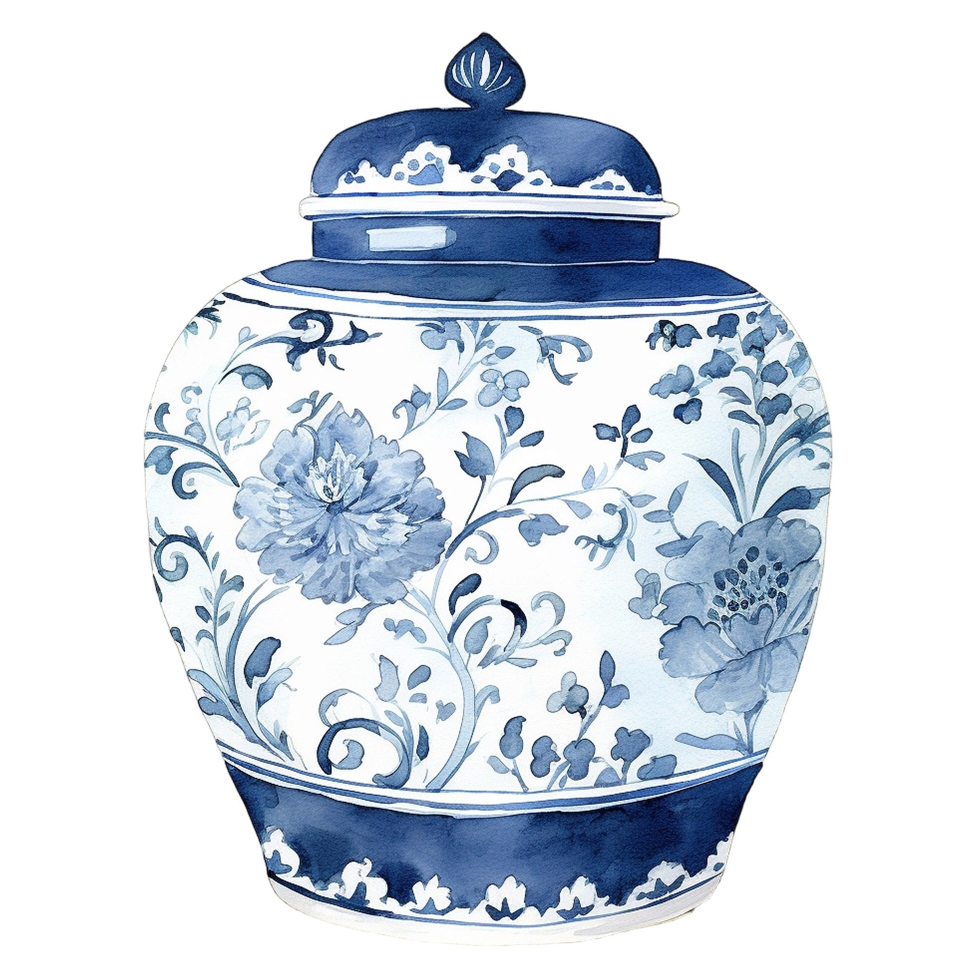 10 Watercolor Chinoiserie Ginger Jar Clipart Digital - Etsy