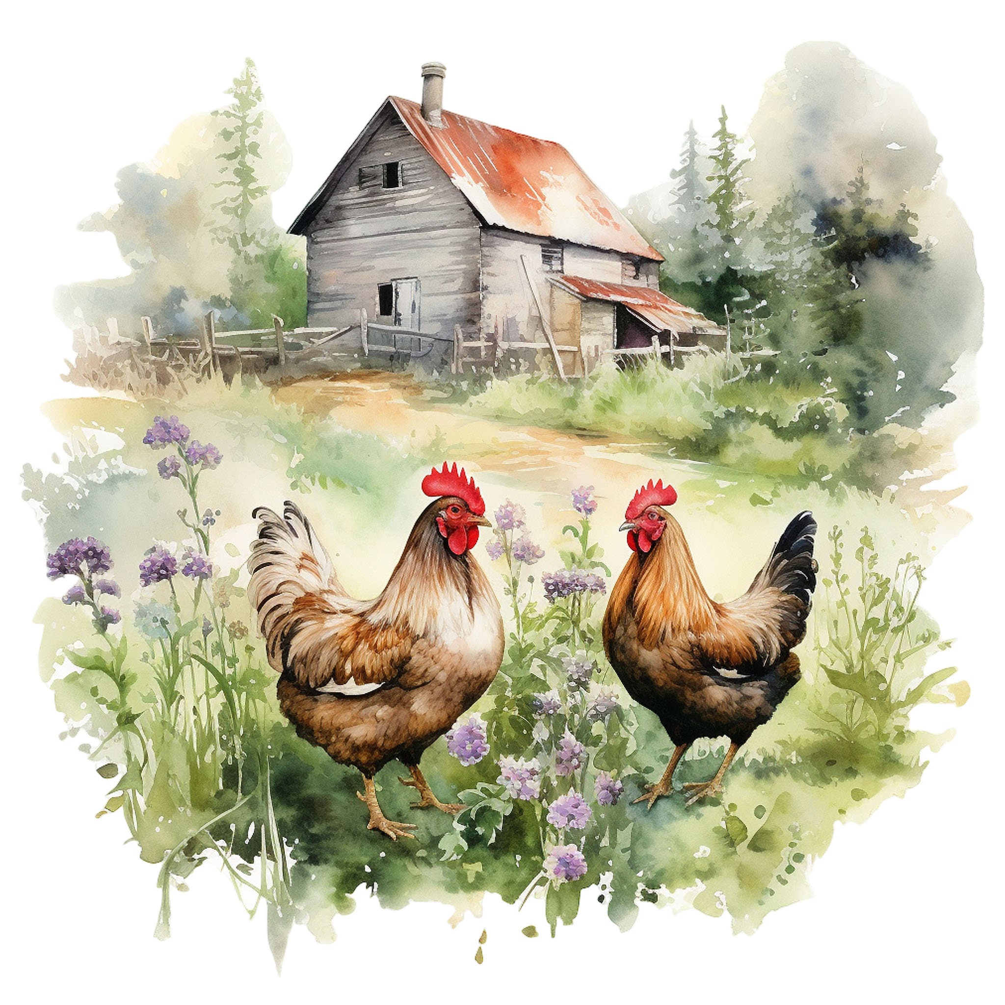 10 Cute Cottagecore Clipart Watercolor Graphics - Printable PNG Files ...