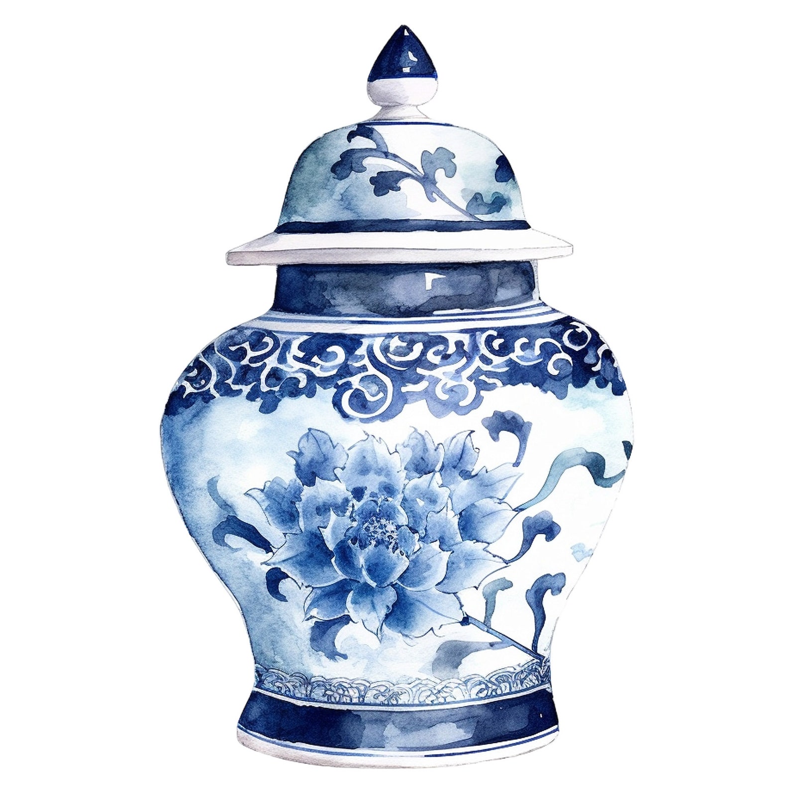 10 Watercolor Chinoiserie Ginger Jar Clipart Digital - Etsy