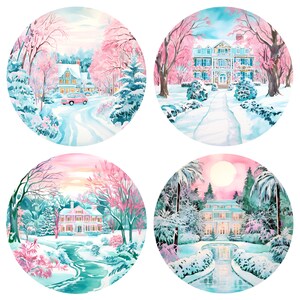 10 Watercolor Preppy Winter Clipart Circle Graphics - Printable PNG ...