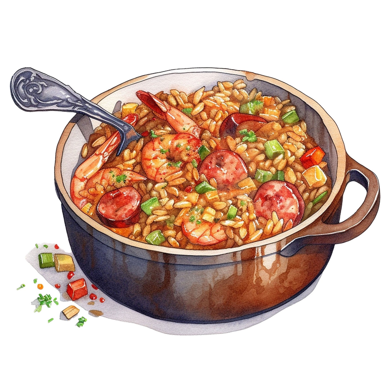 10 Cajun Cuisine Clipart Watercolor Graphics Digital - Etsy