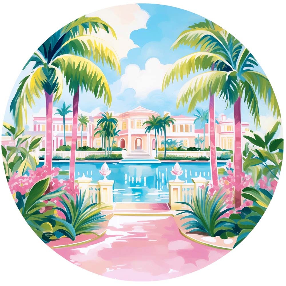 10 Preppy Palm Beach Watercolor Clipart Circle Graphics - Printable PNG ...