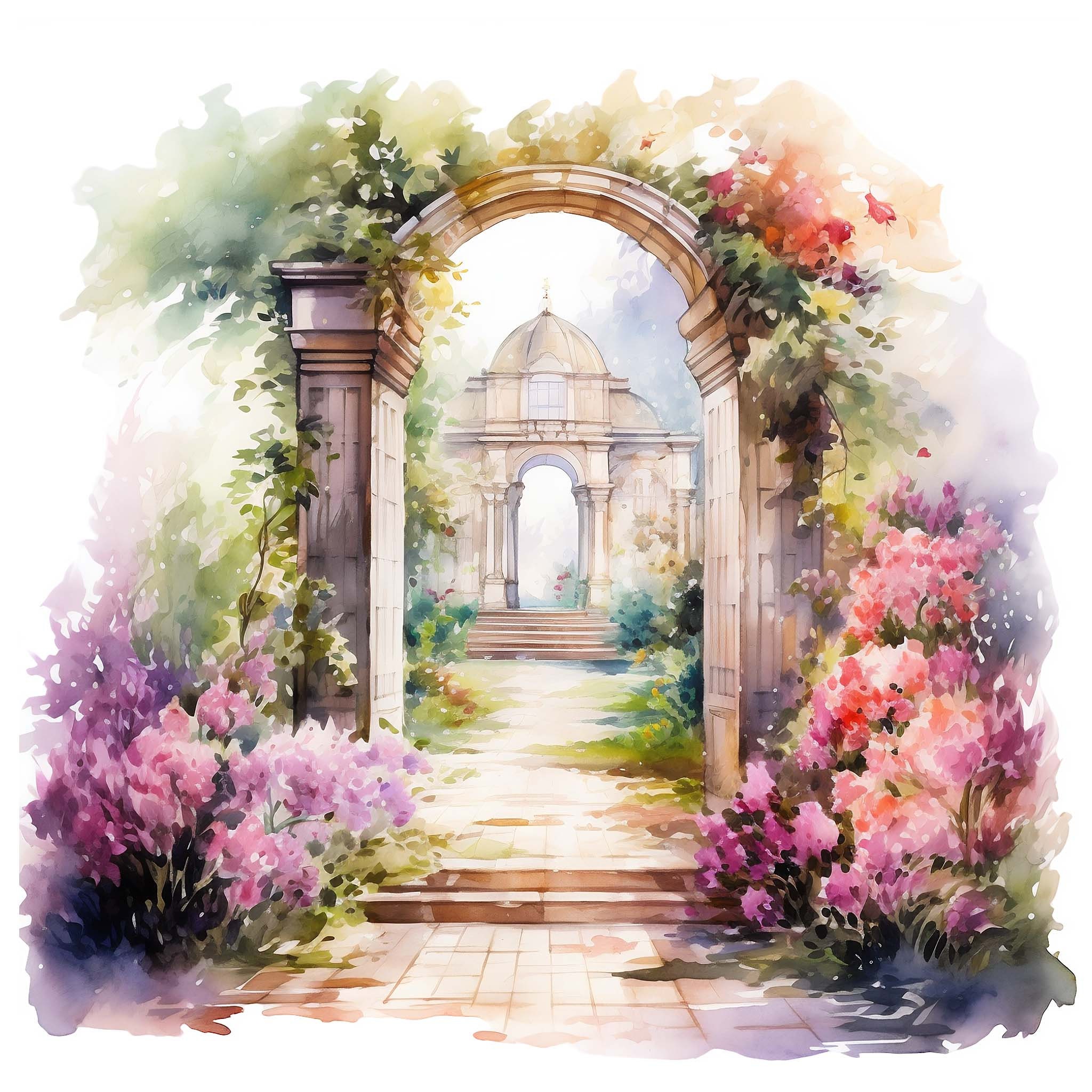 8 Watercolor Secret Garden Clipart – Printable PNG Graphics ...