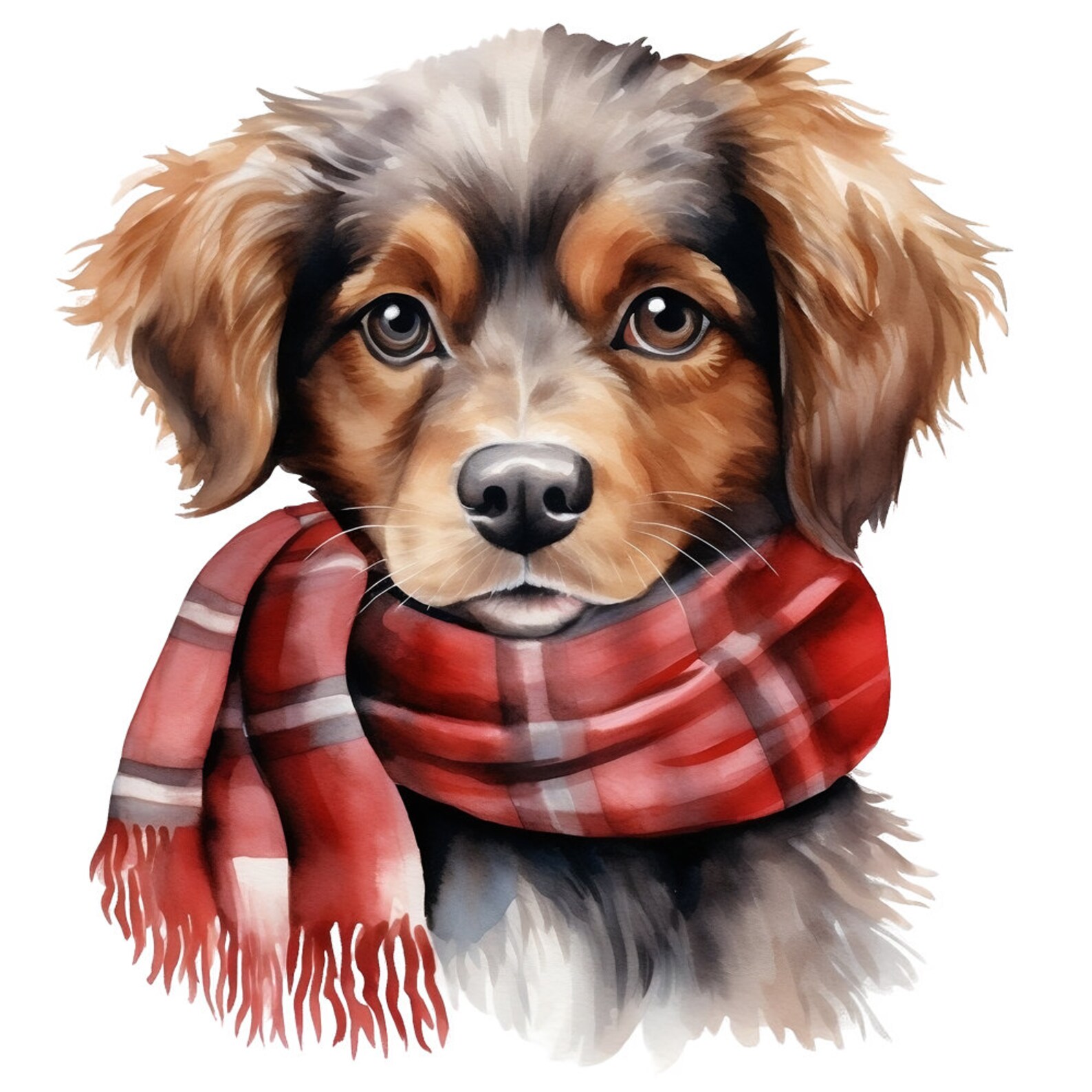 10 Watercolor Winter Pups With Scarf Graphics - Digital Download PNG ...
