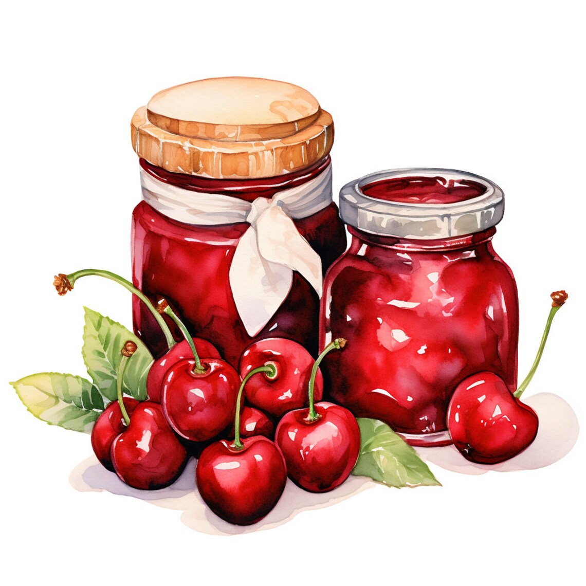 6 Fruit Jam Clipart Watercolor Graphics - Printable PNG Files ...