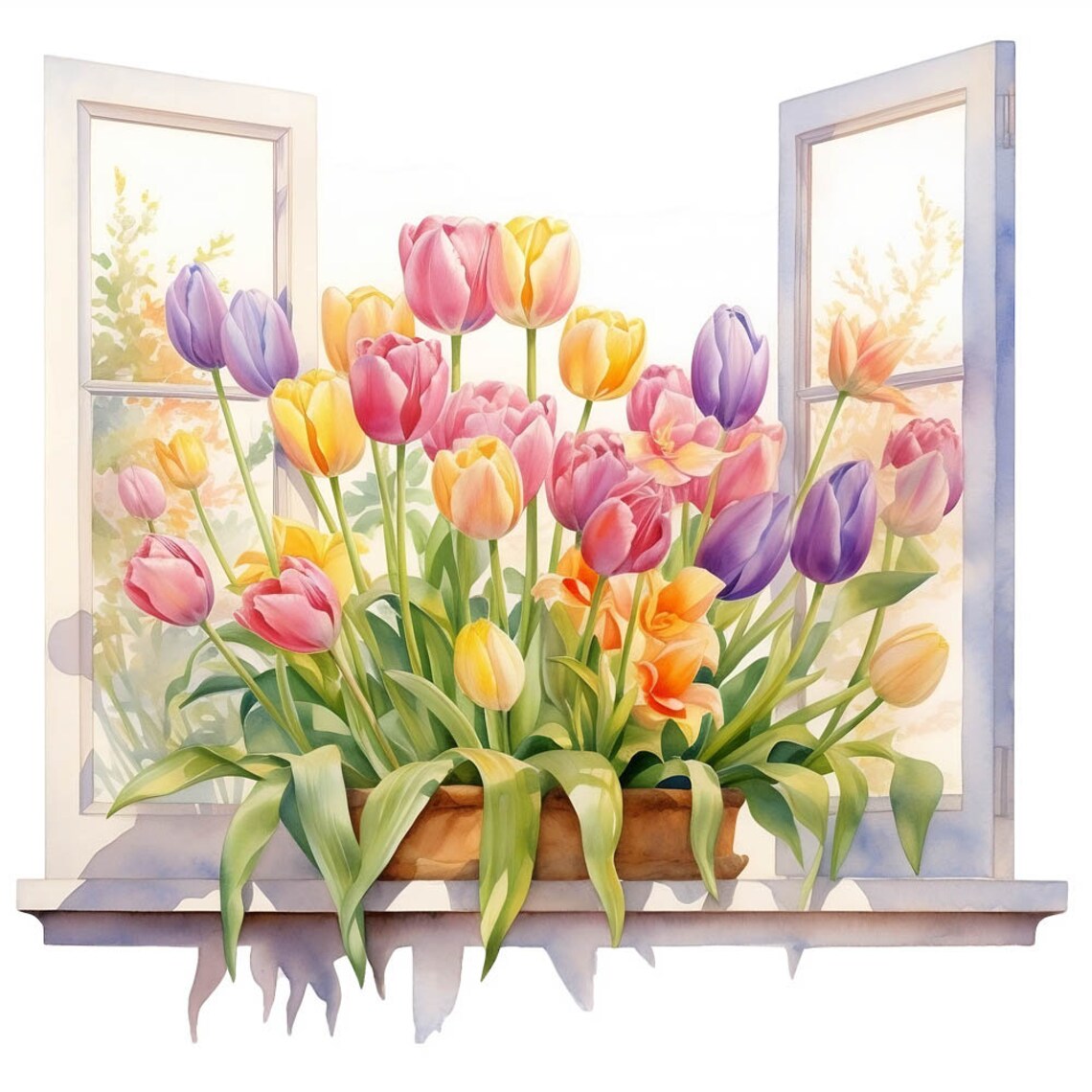 10 Watercolor Tulips Clipart Flower Graphics Digital - Etsy