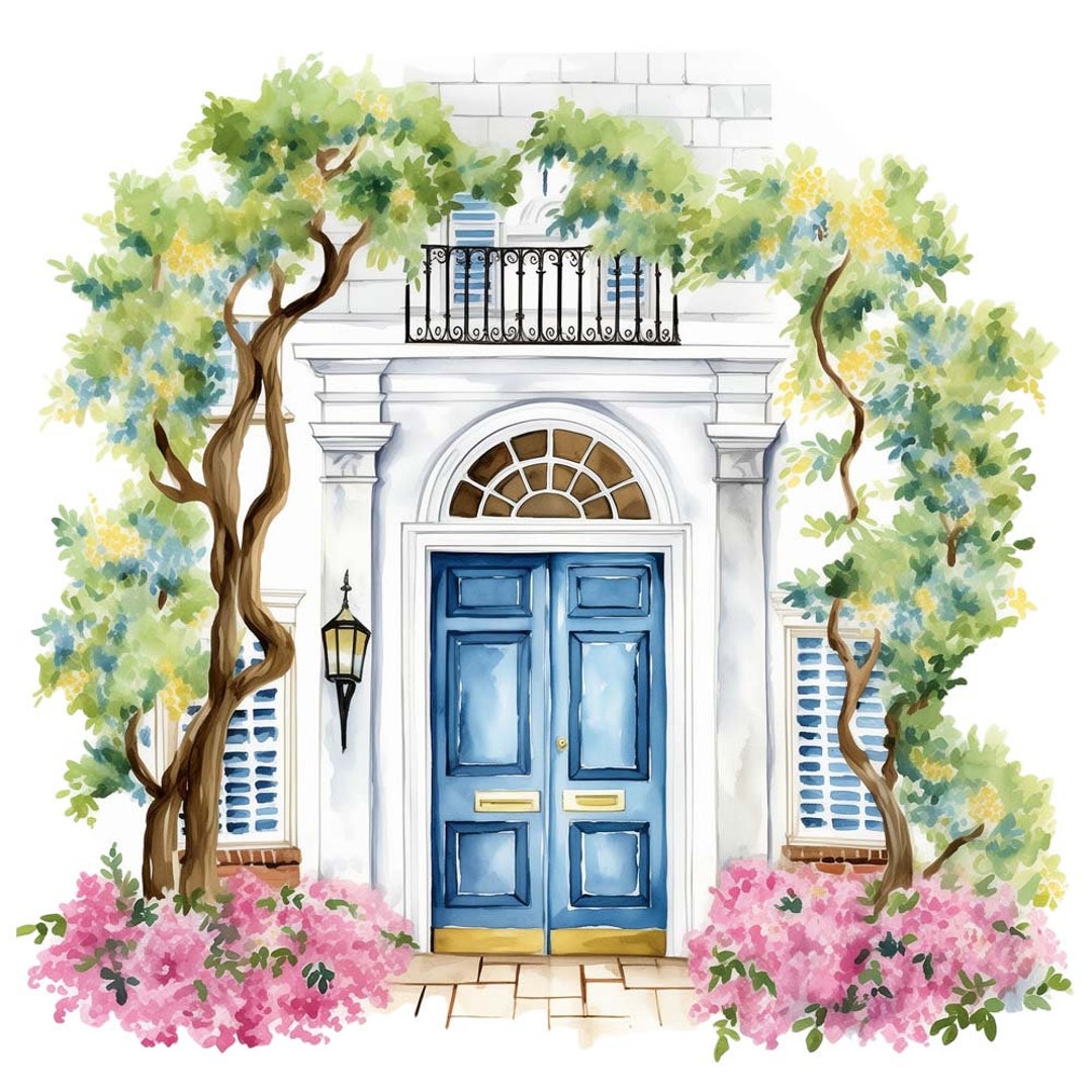 10 Watercolor Southern Charm Doors Clipart Graphics - Printable PNG ...