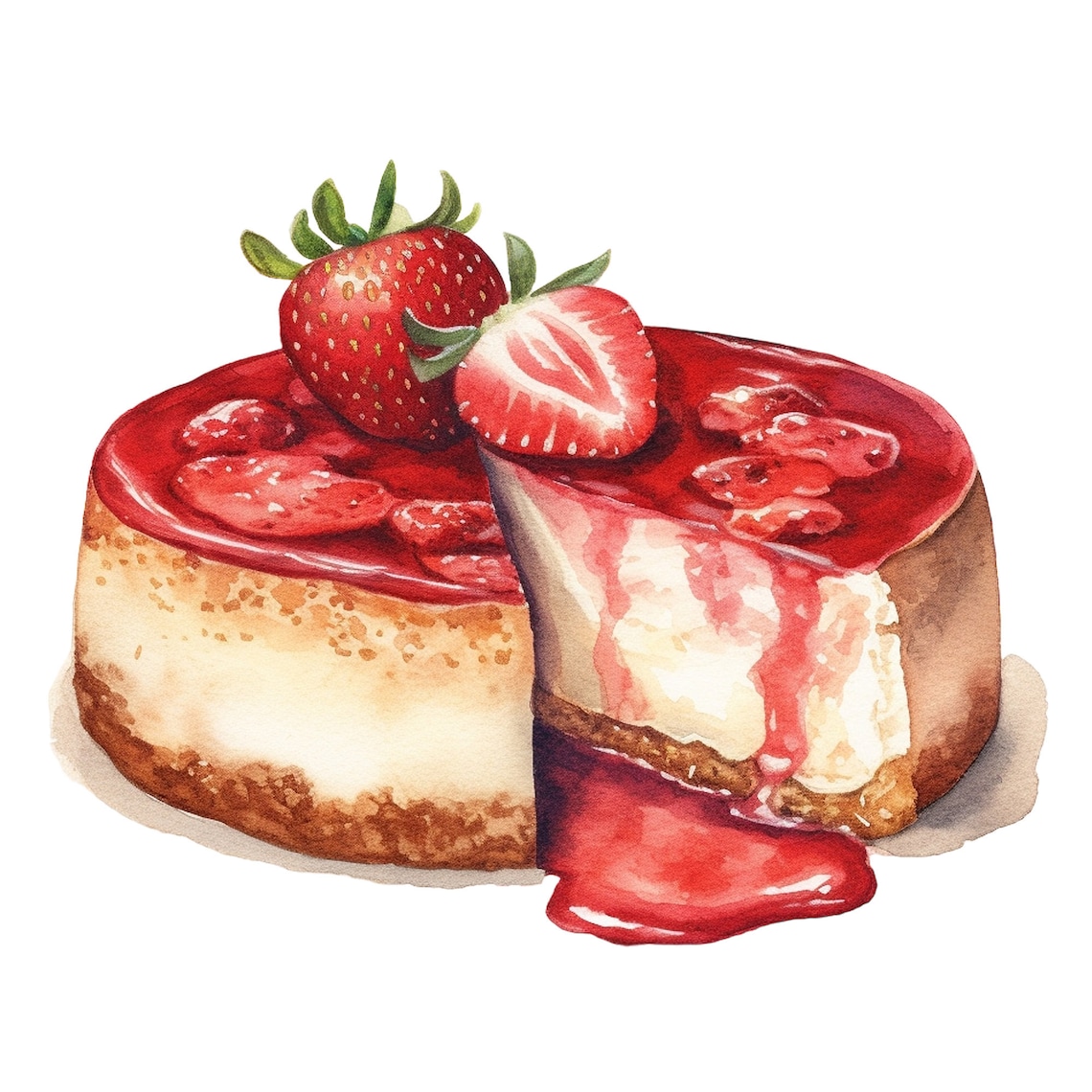 10 Watercolor Fruit Cakes and Pies Clipart Digital Download PNG Files ...