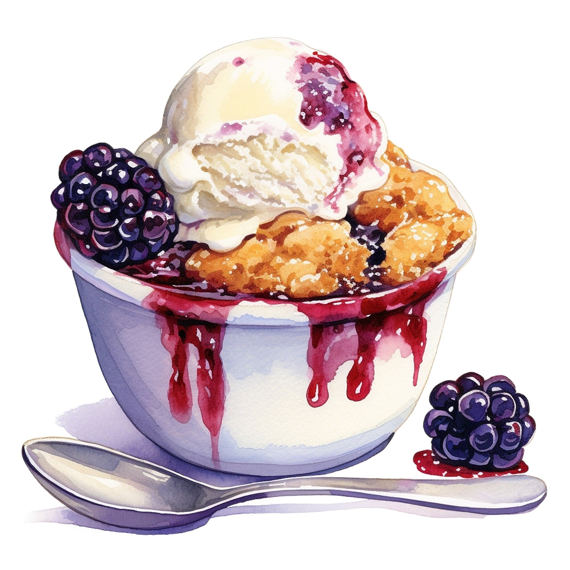 10 Watercolor Blackberry Cobbler Clipart – PNG Files, Transparent ...