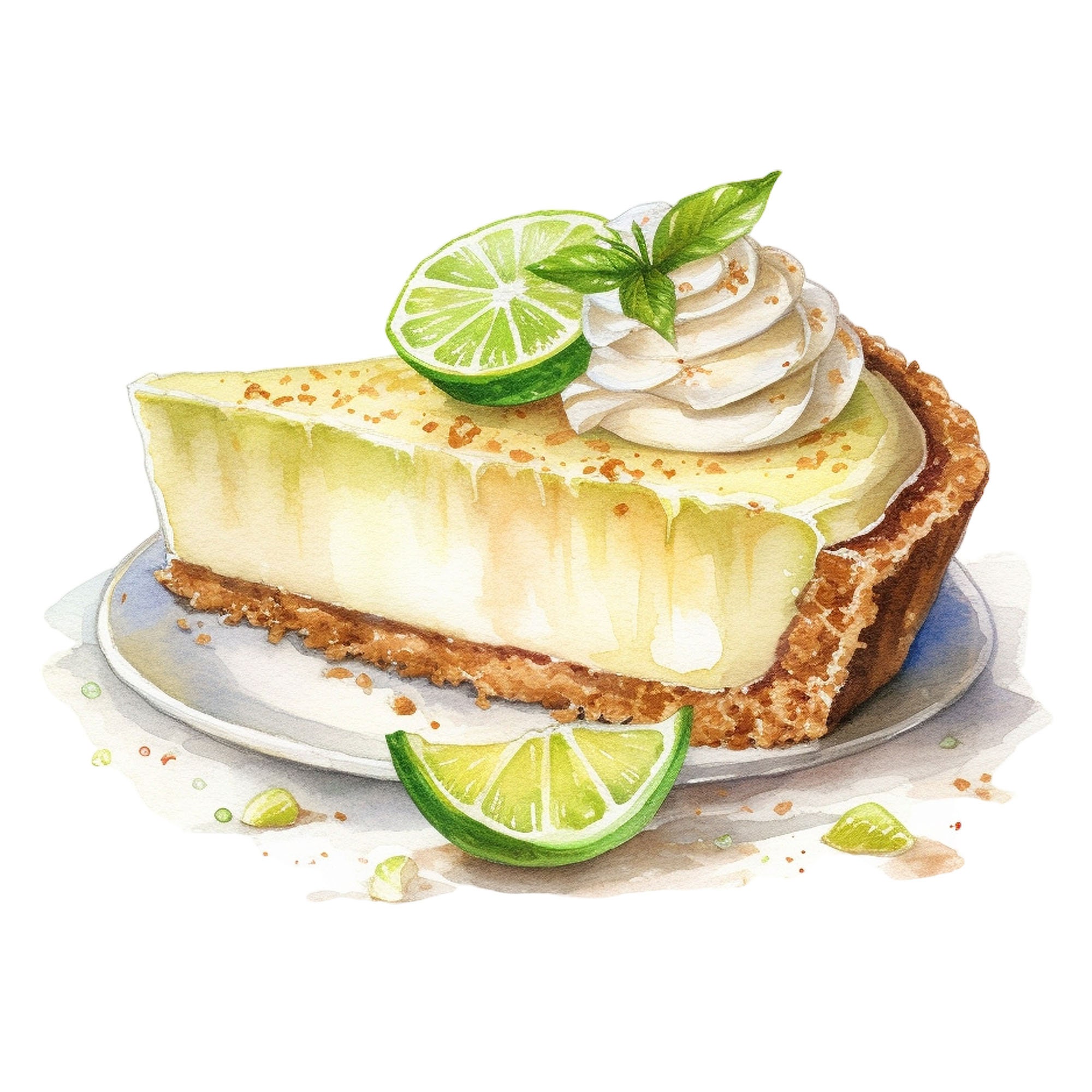 10 Watercolor Key Lime Pie Clipart Digital (Instant Download) - Etsy