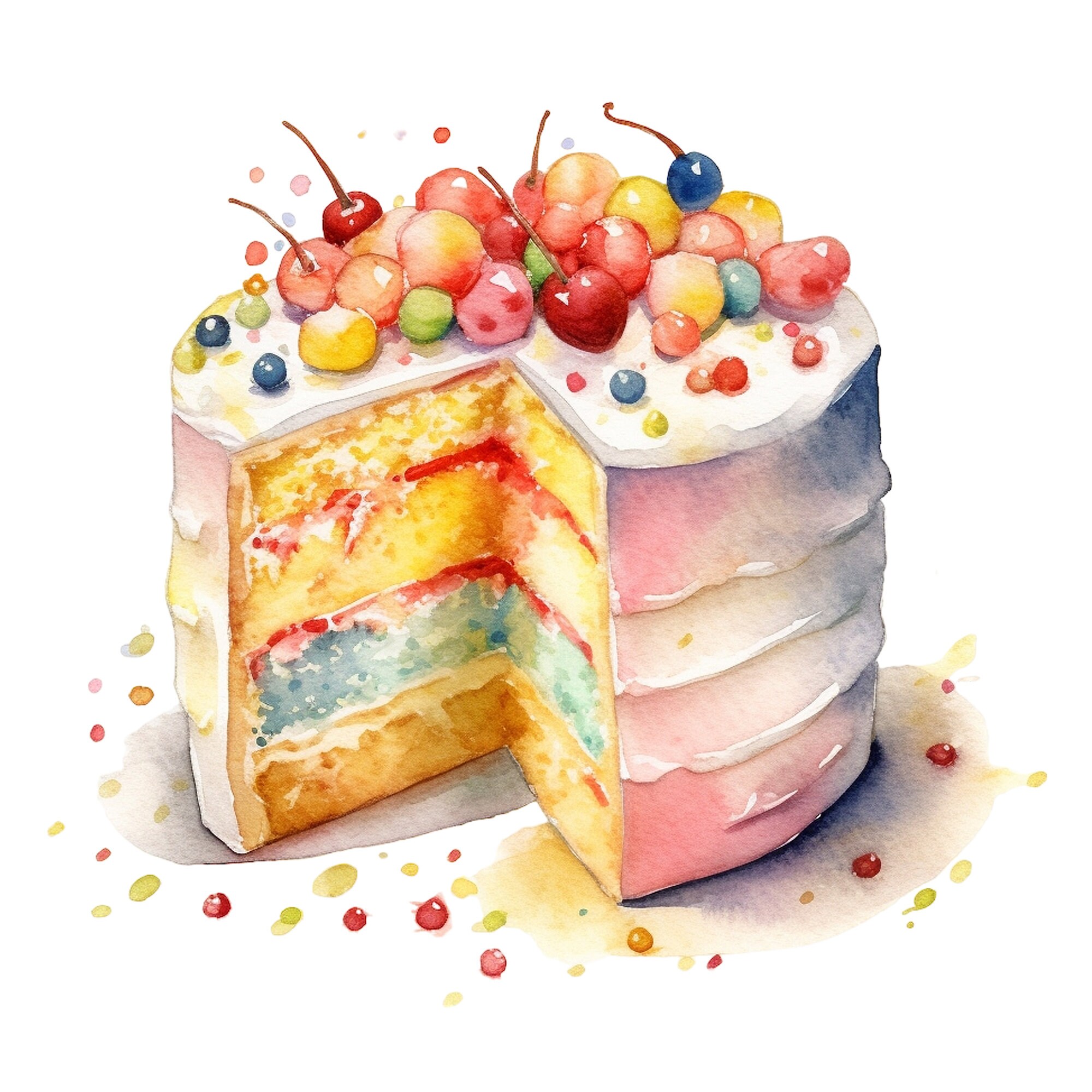 10 Watercolor Cakes Clipart Digital Download PNG Files for - Etsy
