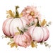 10 Pink and Gold Floral Pumpkins Watercolor Clipart Graphics ...