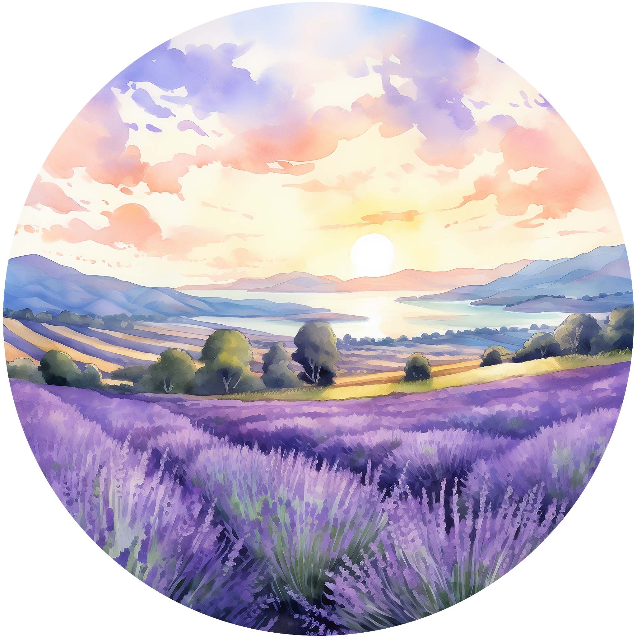 10 Twilight Lavender Fields Watercolor Clipart Graphics Printable PNG ...