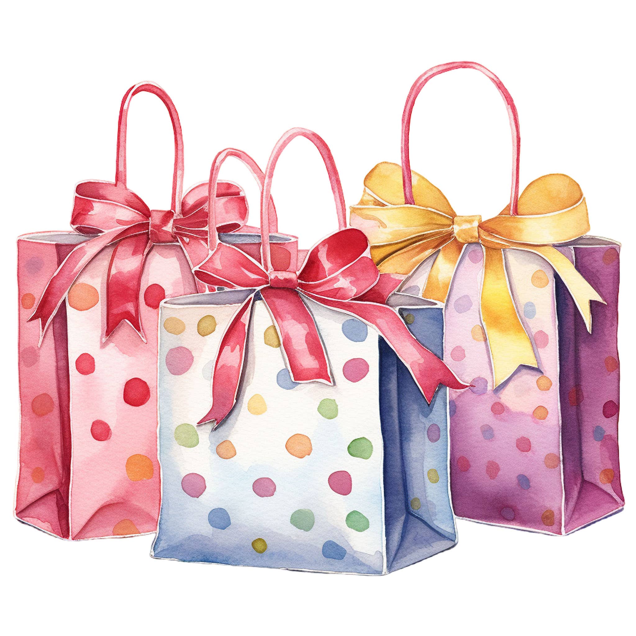 10 Cute Birthday Party Bags Watercolor Clipart Printable PNG Files for ...