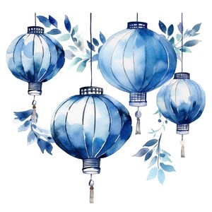 16 Party Lanterns Clipart Watercolor Graphics - Digital Download PNG ...