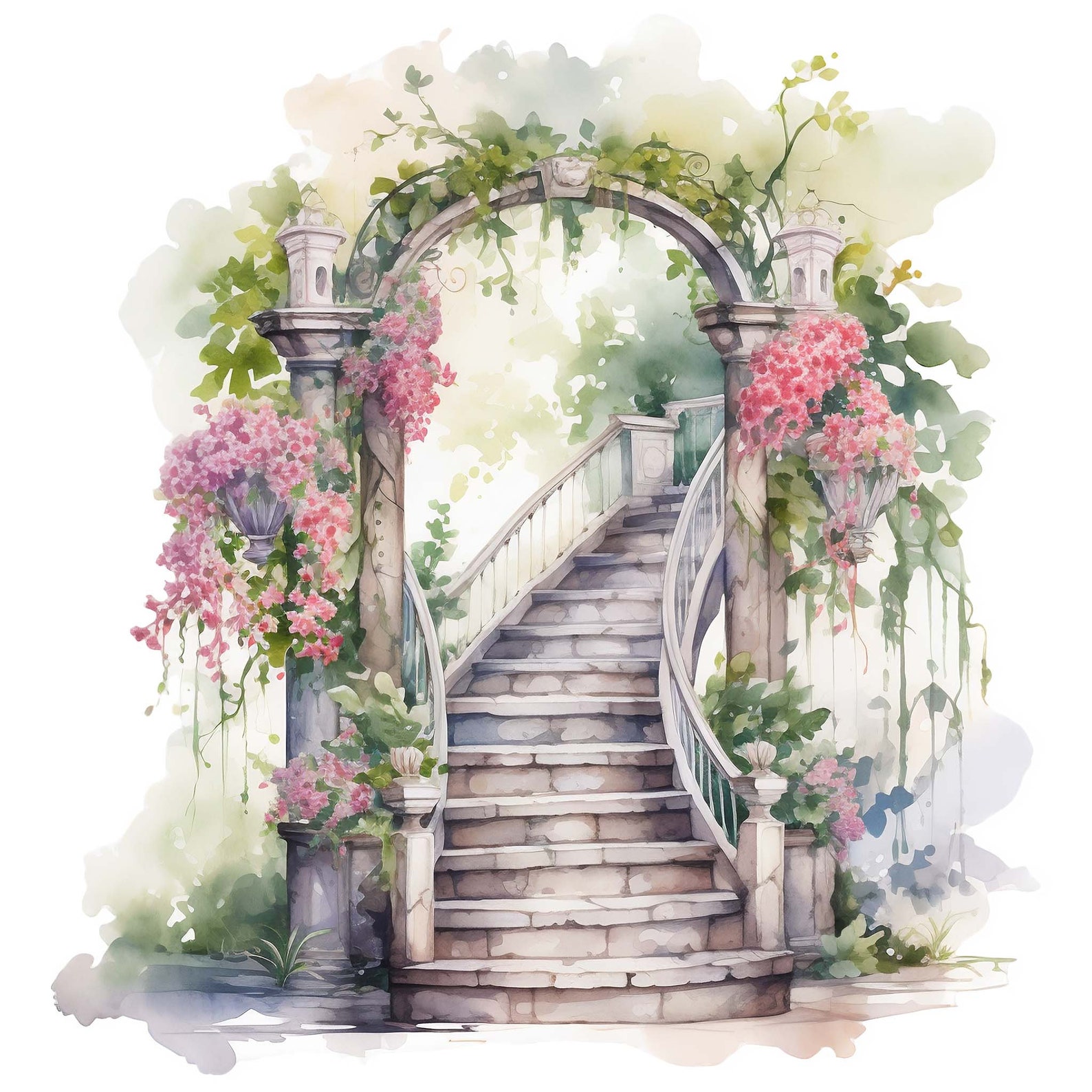 8 Watercolor Secret Garden Clipart – Printable PNG Graphics ...