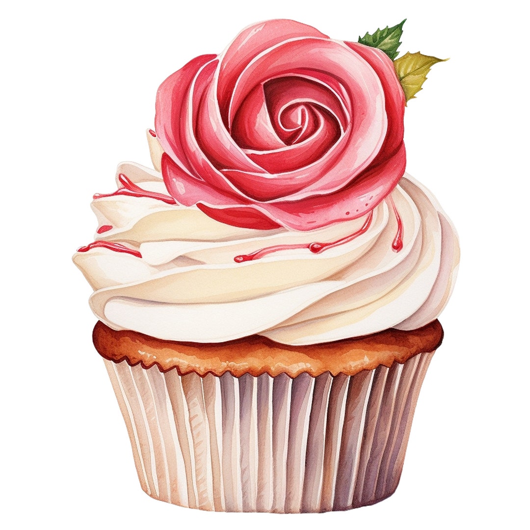 16 Cupcakes Clipart Watercolor Graphics - Digital Download PNG Clip Art ...