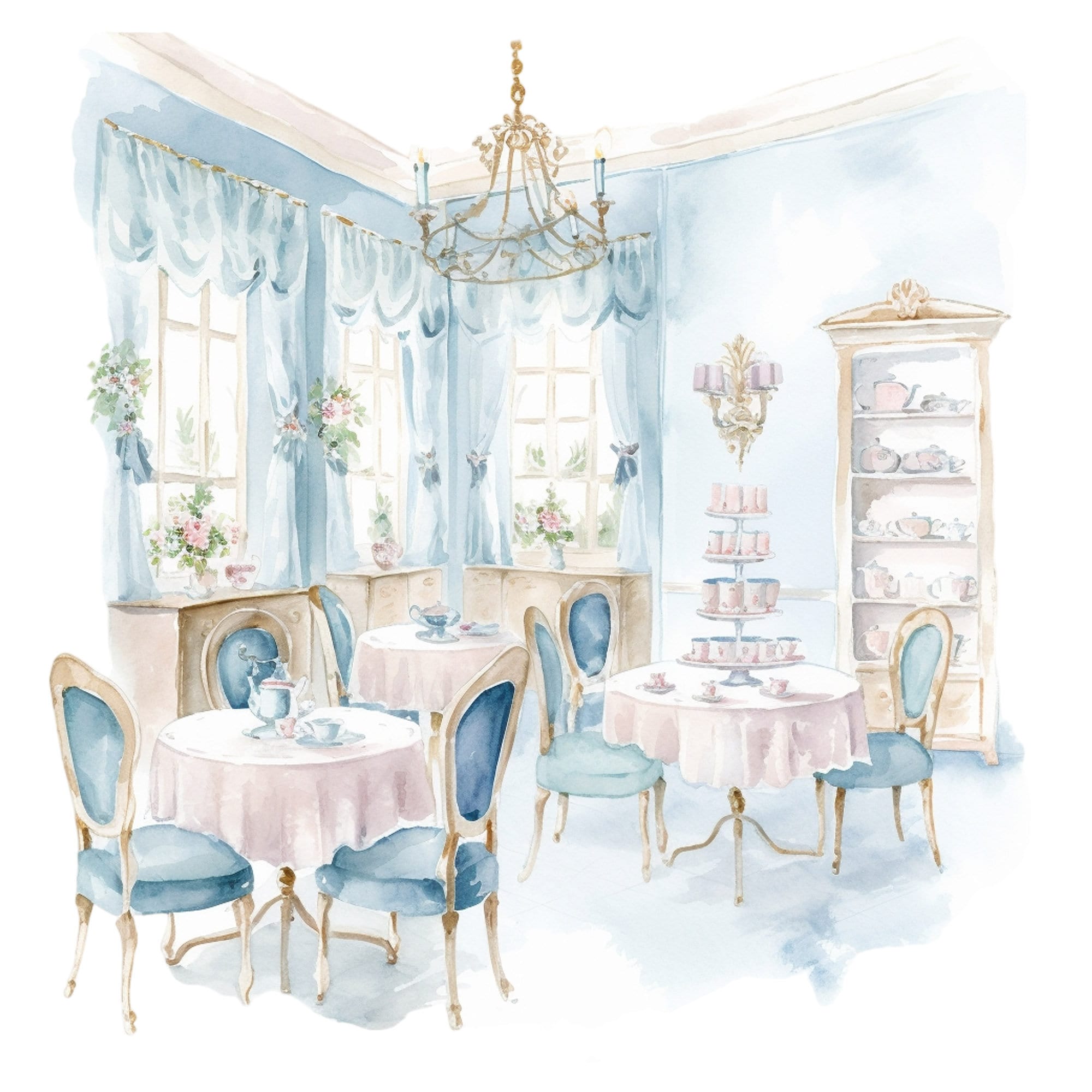 16 Cute English Tea Room Clipart Watercolor Graphics Digital - Etsy