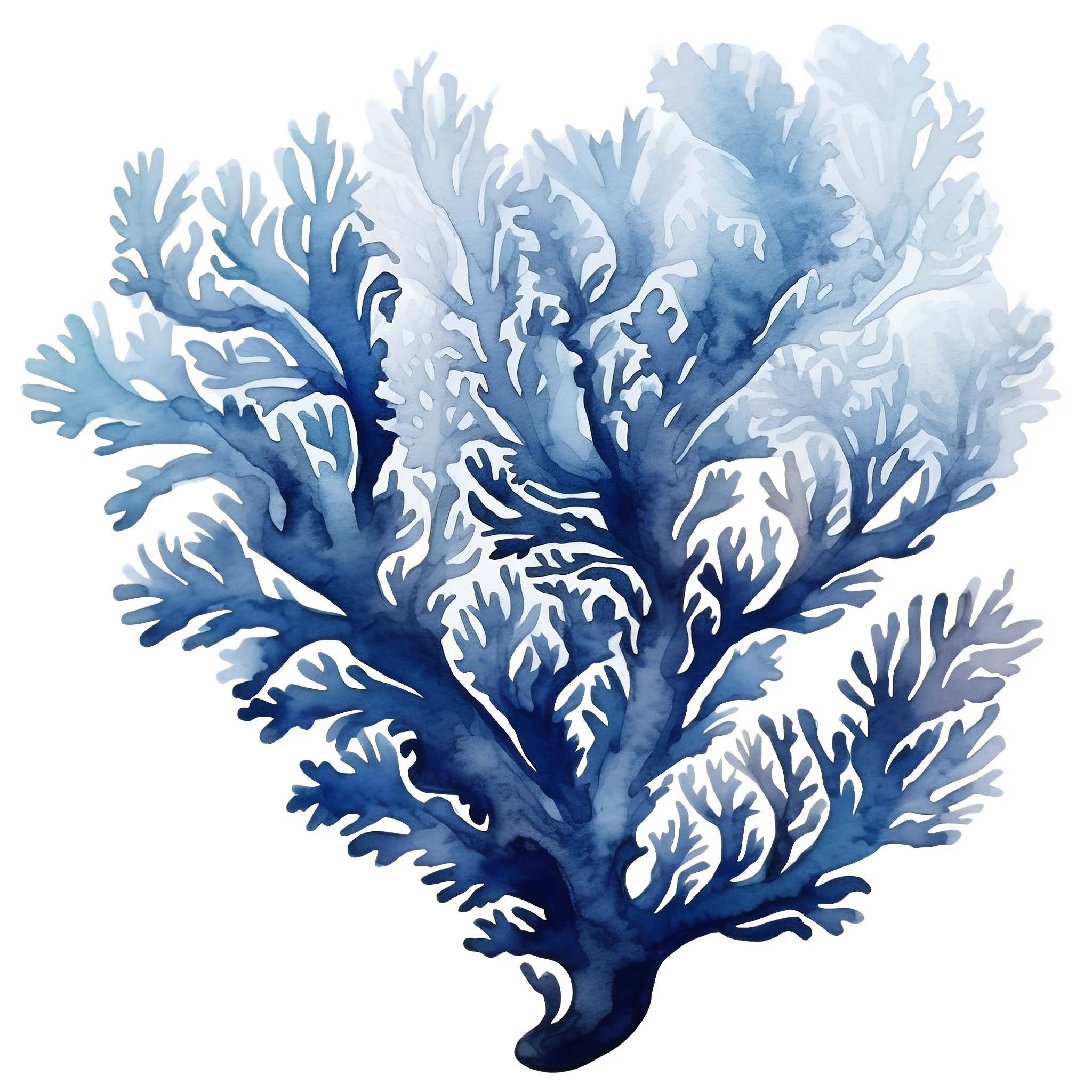 10 Indigo Blue Sea Creatures Watercolor Clipart Graphics Printable PNG ...