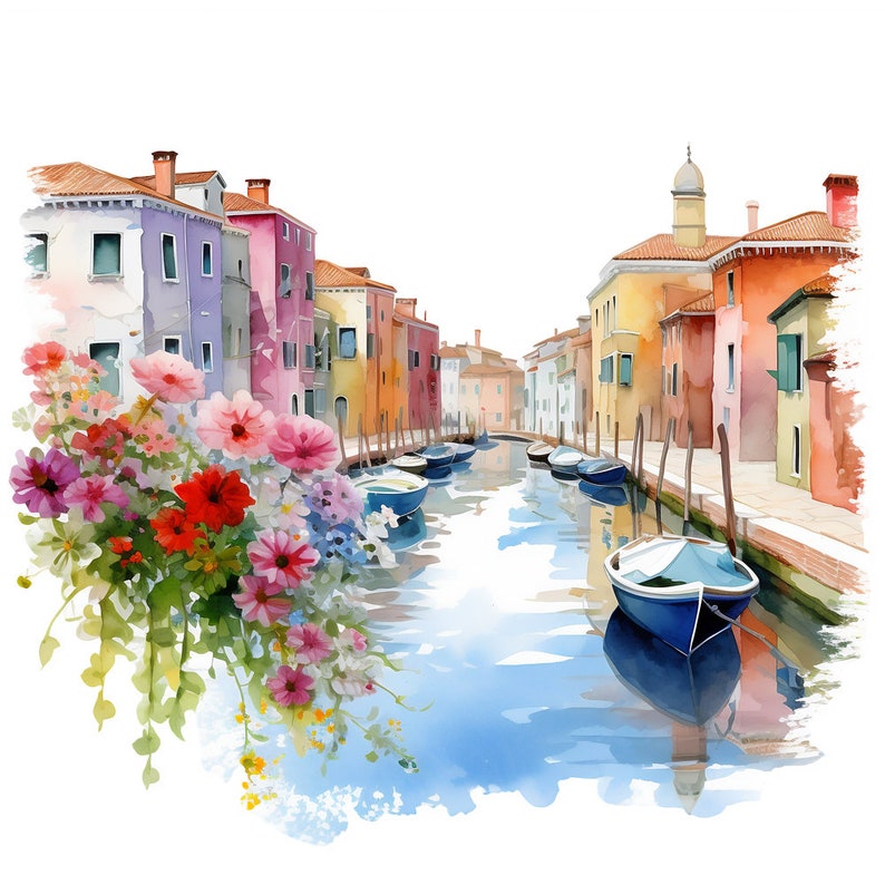 10 aquarelles Burano, Italie Clipart graphiques - fichiers PNG ... 10 aquarelles Burano, Italie Clipart graphiques - fichiers PNG ...