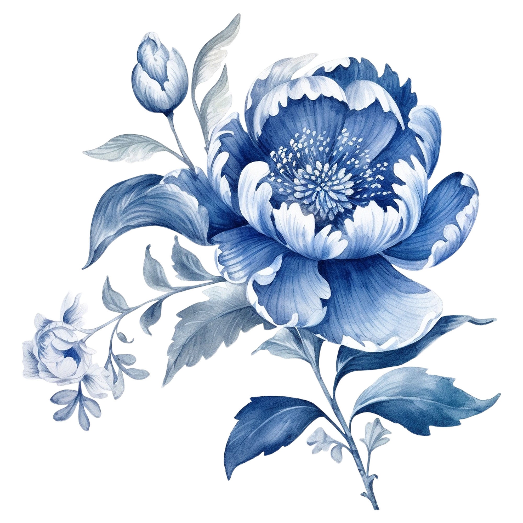 16 Chinoiserie Flower Clipart Watercolor Graphics Digital - Etsy