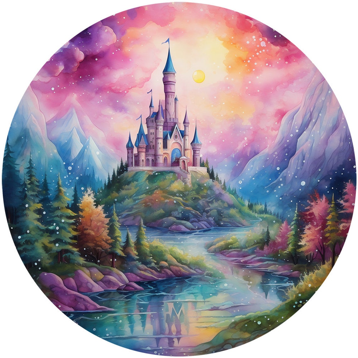 10 Fairytale Castle Watercolor Clipart Graphics Printable - Etsy