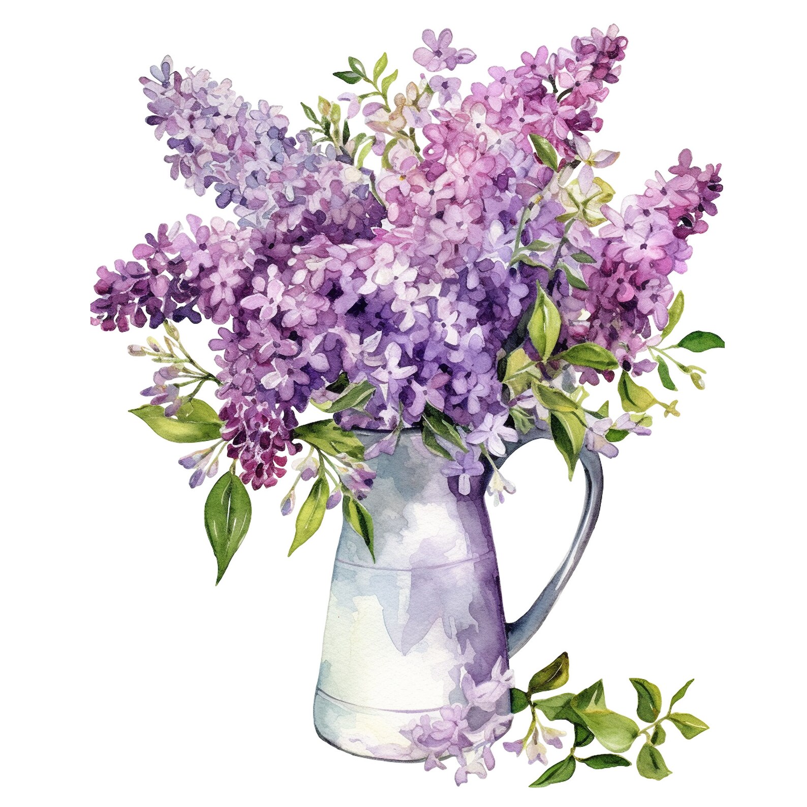 8 Watercolor Purple Lilacs Floral Clipart – PNG Graphics, Transparent ...
