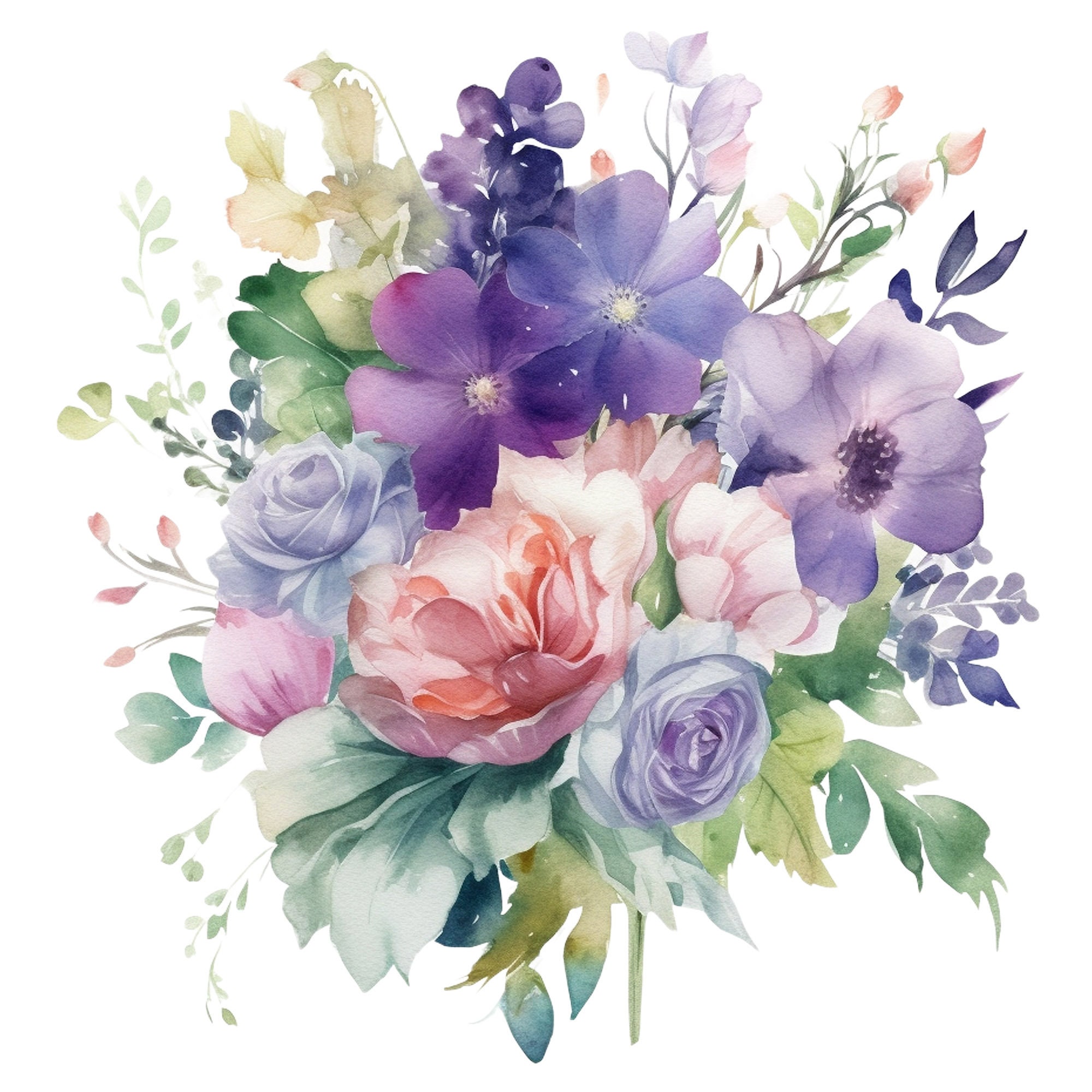 10 Watercolor Flower Bouquet Clipart Graphics Floral PNG - Etsy