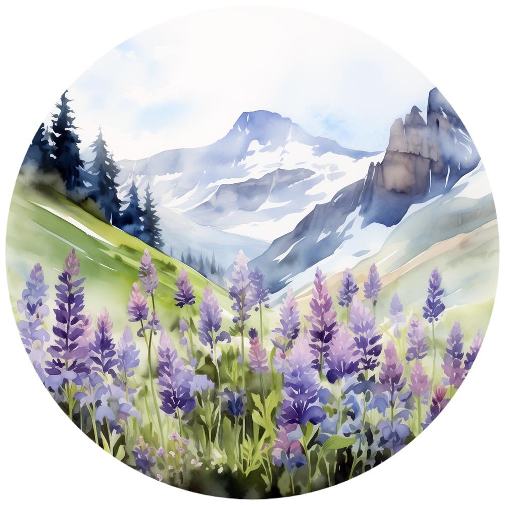 10 Watercolor Alpine Flowers Clipart Circle Graphics - Printable PNG ...